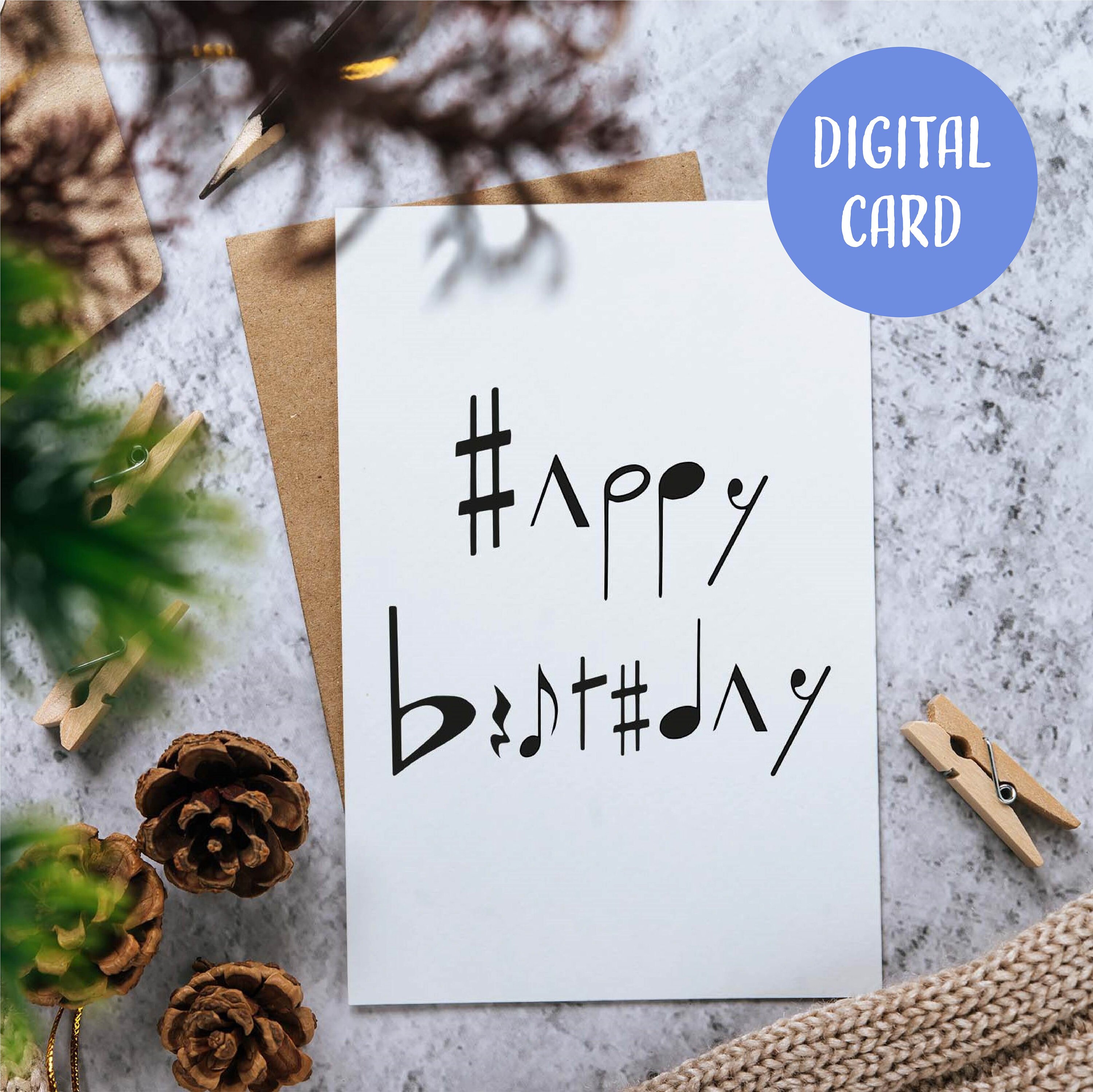 Printable Music Notes Happy Birthday Greeting Card for DIGITAL | Etsy