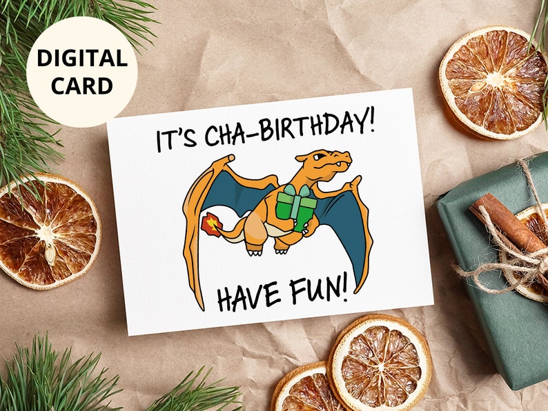 Printable Pokémon Happy Birthday Charizard Birthday Greeting Card for ...