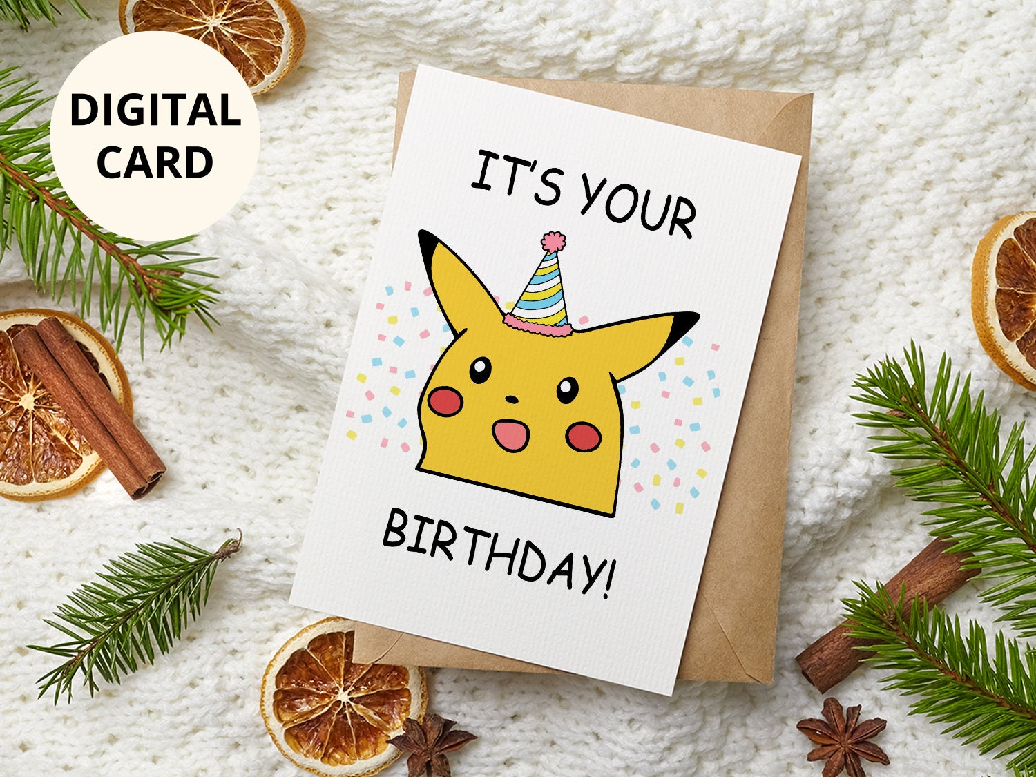 Printable Pokémon Happy Birthday Shocked Pikachu Birthday Greeting Card ...