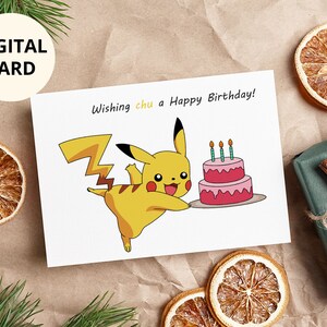 Printable Pokémon Happy Birthday Cute Pikachu Birthday greeting card ...