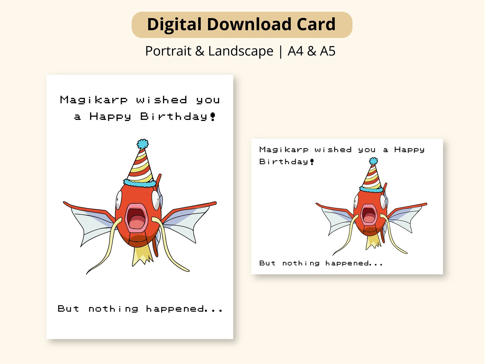 Printable Pokémon Happy Birthday Magikarp Funny Birthday Greeting Card ...