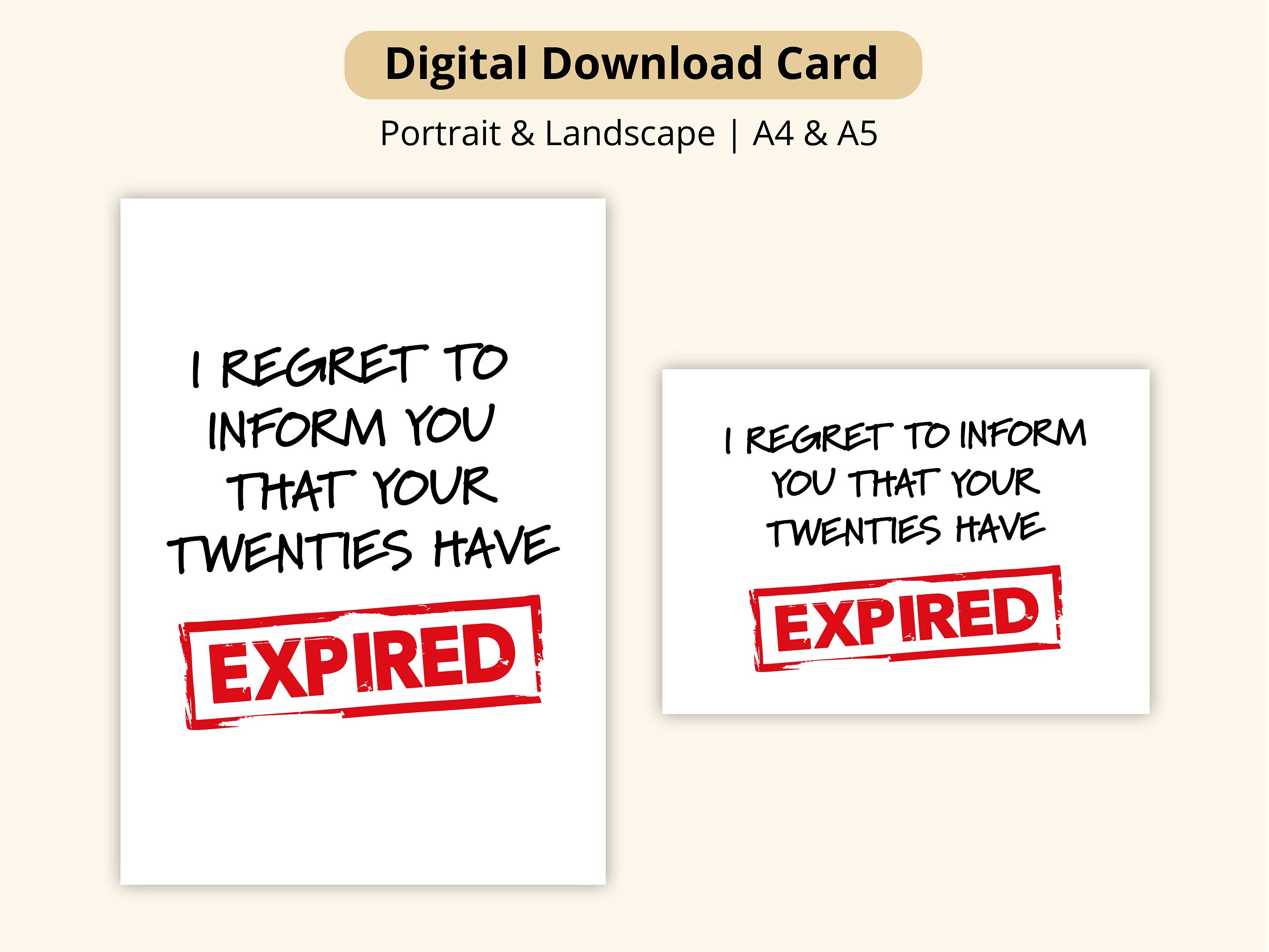 Printable Funny Birthday Greeting Card for DIGITAL Download "i Regret ...