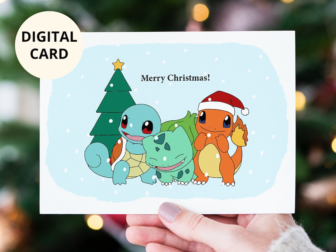 Printable Pokémon Merry Christmas Kanto Starters Christmas - Etsy