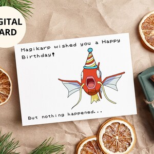 Printable Pokémon Happy Birthday Magikarp Funny Birthday Greeting Card ...
