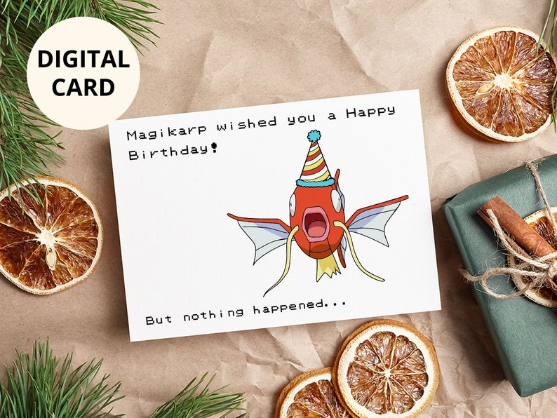 Printable Pokémon Happy Birthday Magikarp Funny Birthday Greeting Card ...
