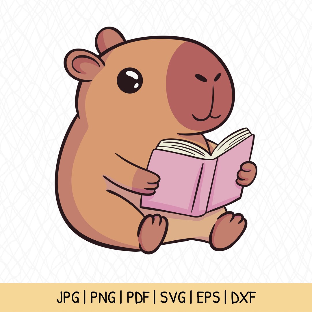 Reading Capybara SVG File, Funny Digital Files - Vector, Capybara With ...