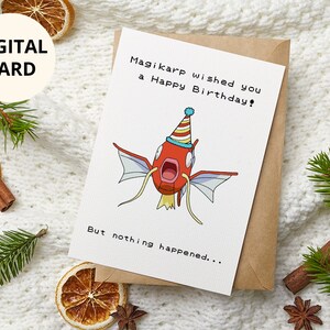 Printable Pokémon Happy Birthday Magikarp Funny Birthday Greeting Card ...