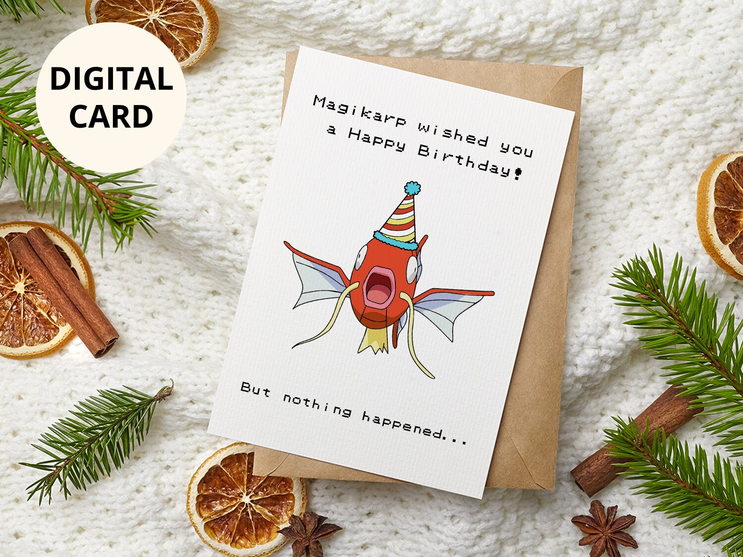 Printable Pokémon Happy Birthday Magikarp Funny Birthday Greeting Card ...
