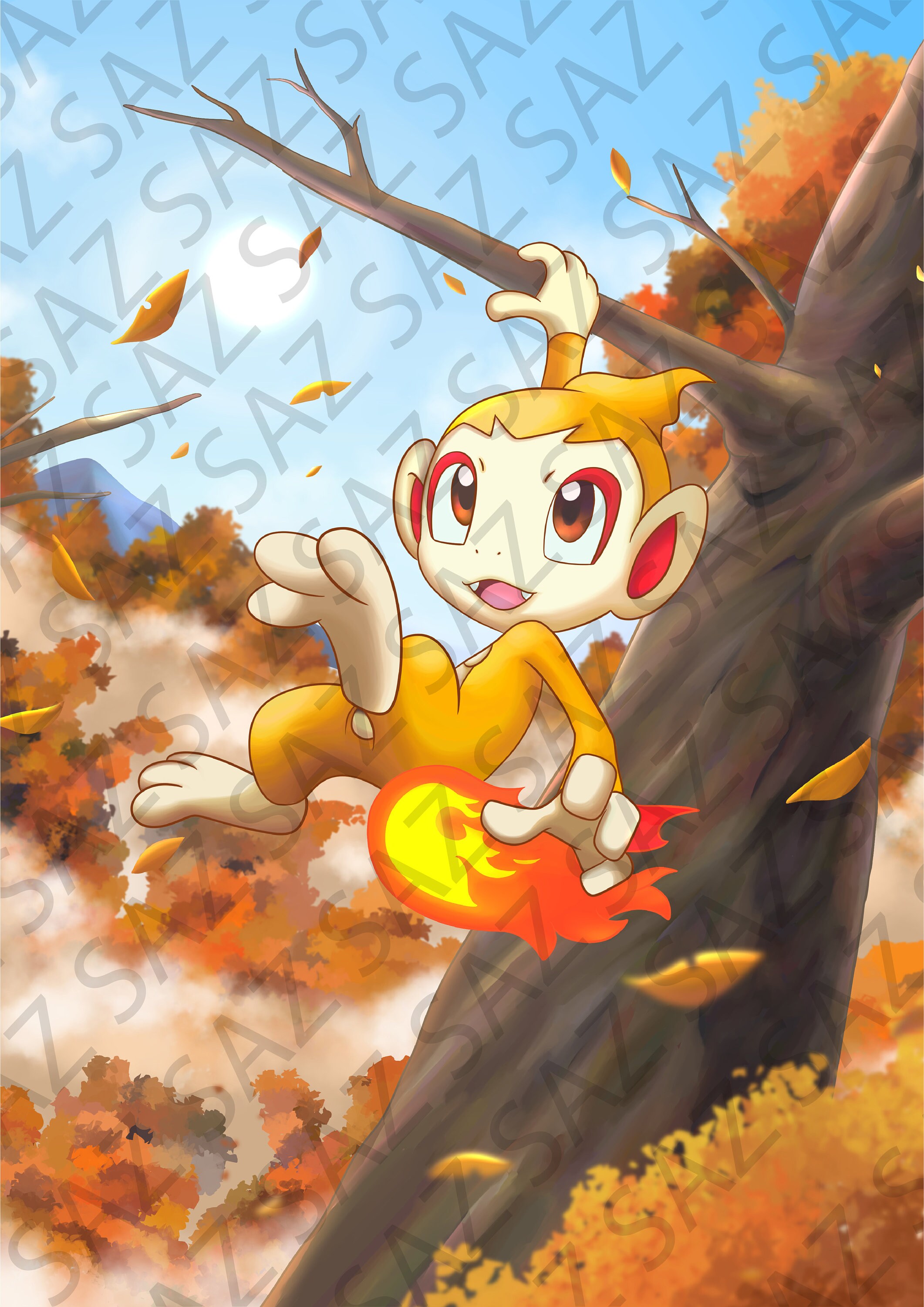 Chimchar Pokemon Poster A4 and A3 Fire Monkey Pokemon - Etsy