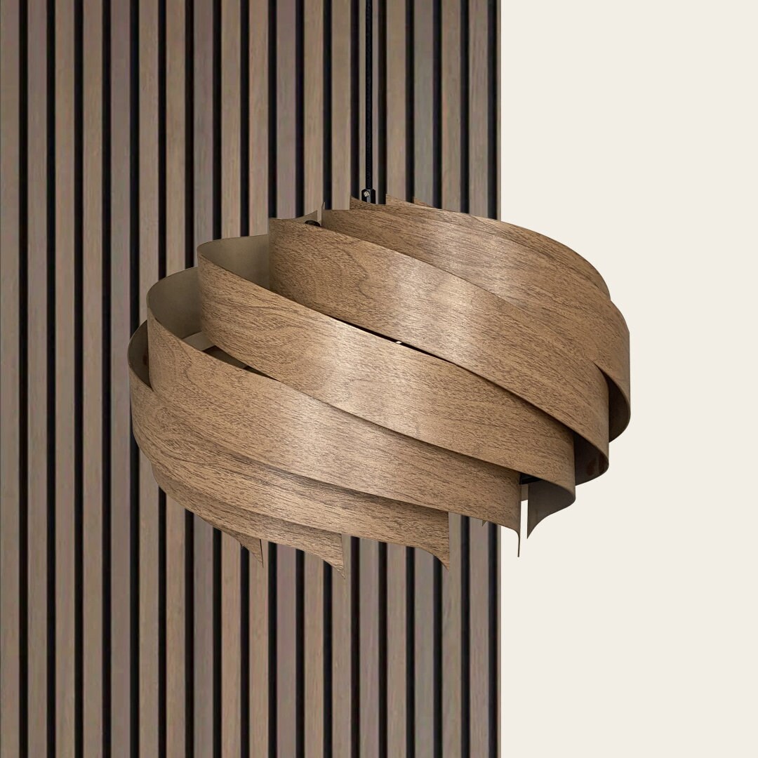 Wood Pendant Light Handmade Lamp Wood Ceiling Lamp Walnut - Etsy