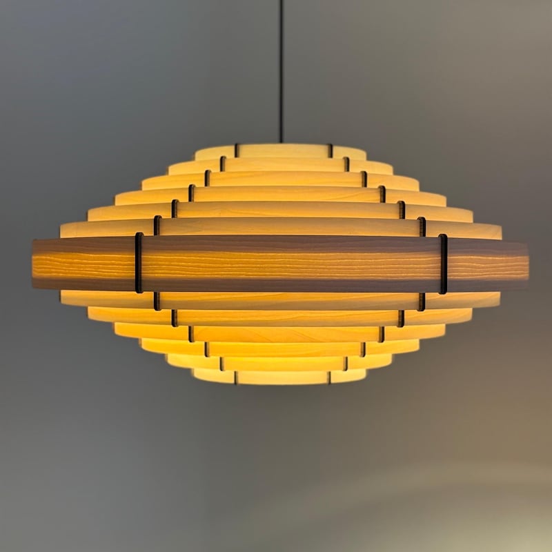 Wooden Veneer Pendant Light - Etsy