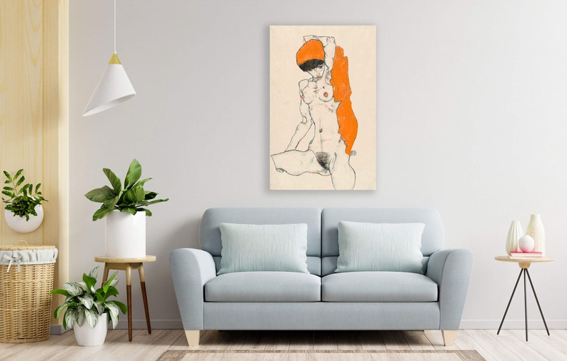 Mujer desnuda vulgar de Egon Schiele Impresión en lienzo 1914 Impresión ...