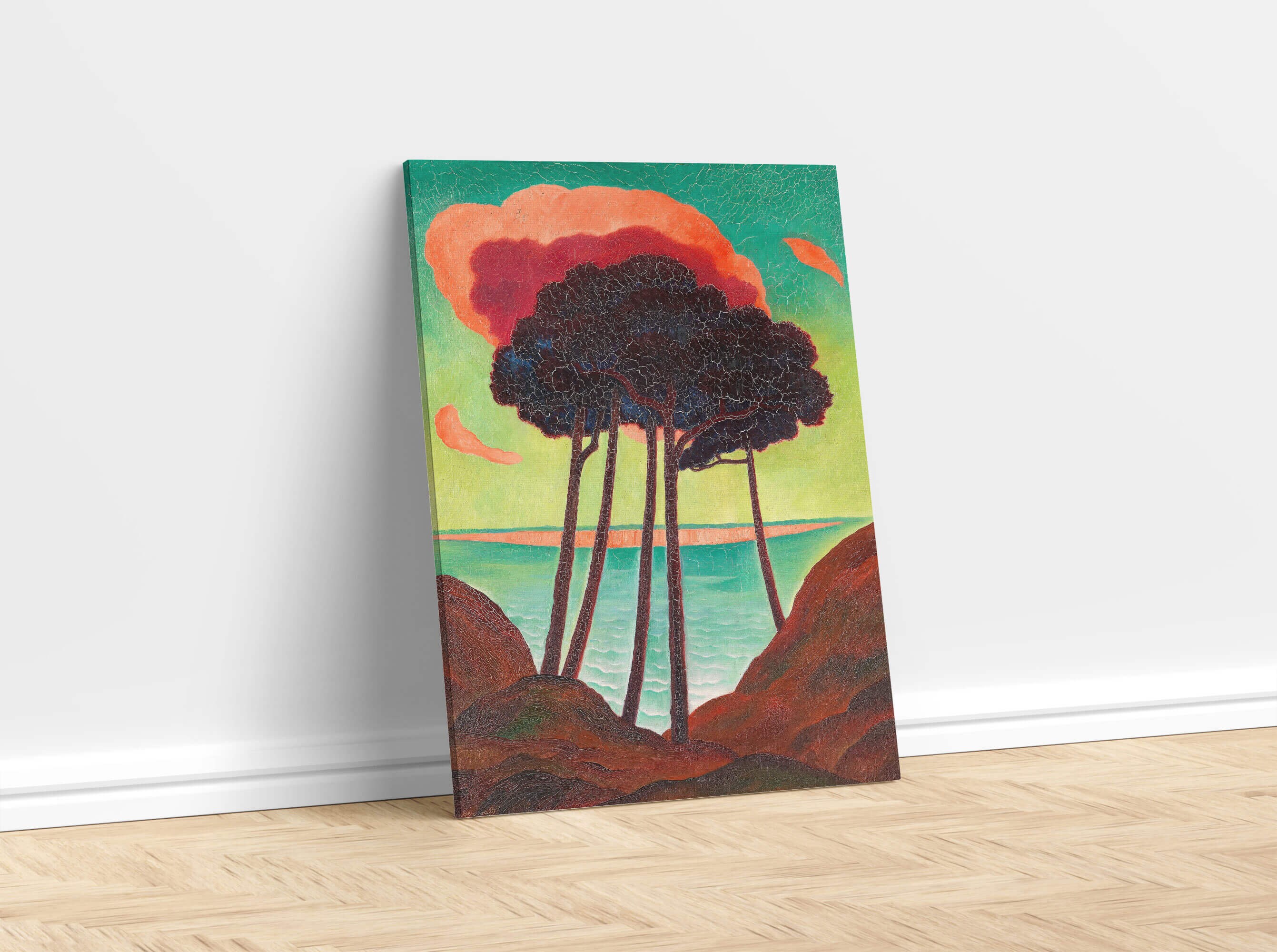 Pine Trees With Red Cloud by Gustav Wunderwald Giclée Canvas Print ...