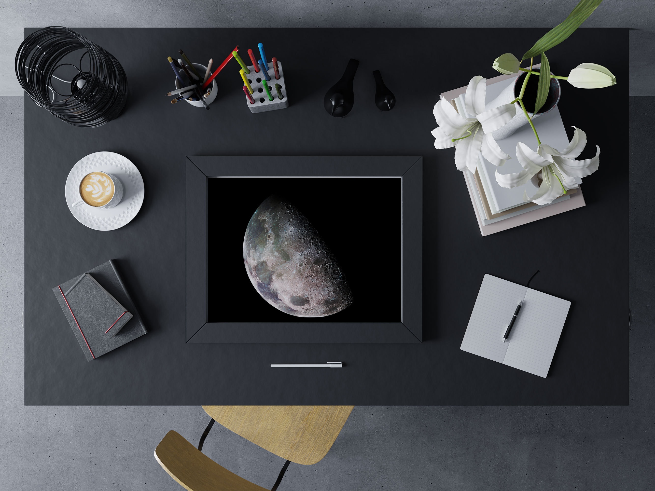 Moon Canvas Print Astronomy Decor Space Wall Art Detailed Cosmic Poster ...