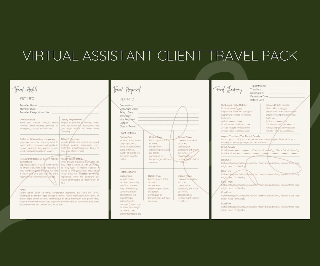 Virtual Assistant Client Travel Pack - Etsy