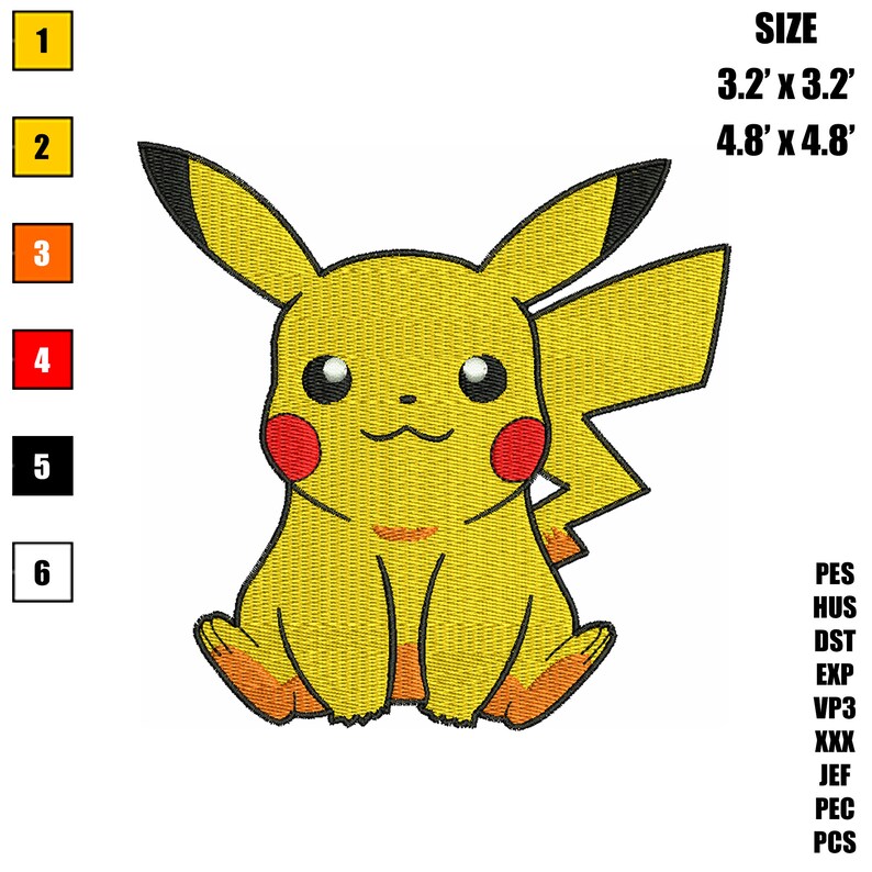 Cartoon Pokemon Embroidery Design, Pikachu Machine Embroidery File ...