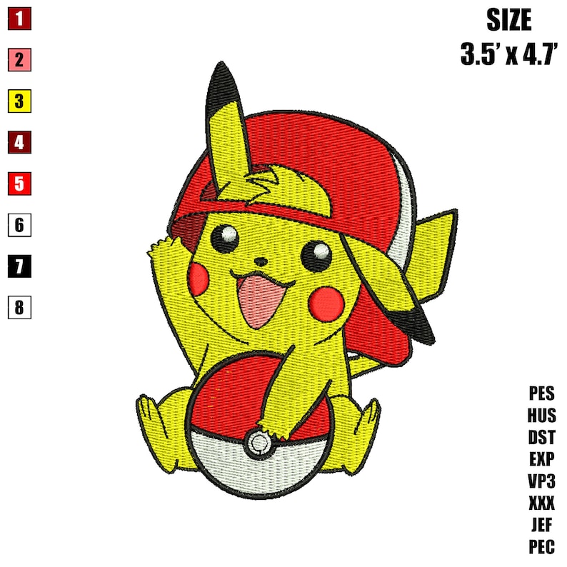Pokemon Machine Embroidery Designs File, Embroidery Designs, Pikachu ...