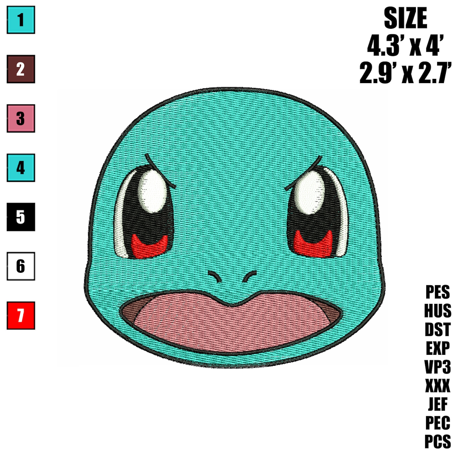 Machine Embroidery File Pikachu, Charmander, Bulbasaur, Squirtle ...