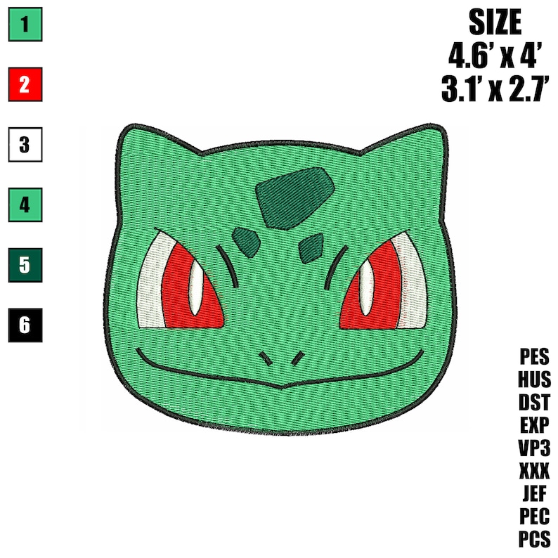 Machine Embroidery File Pikachu, Charmander, Bulbasaur, Squirtle ...