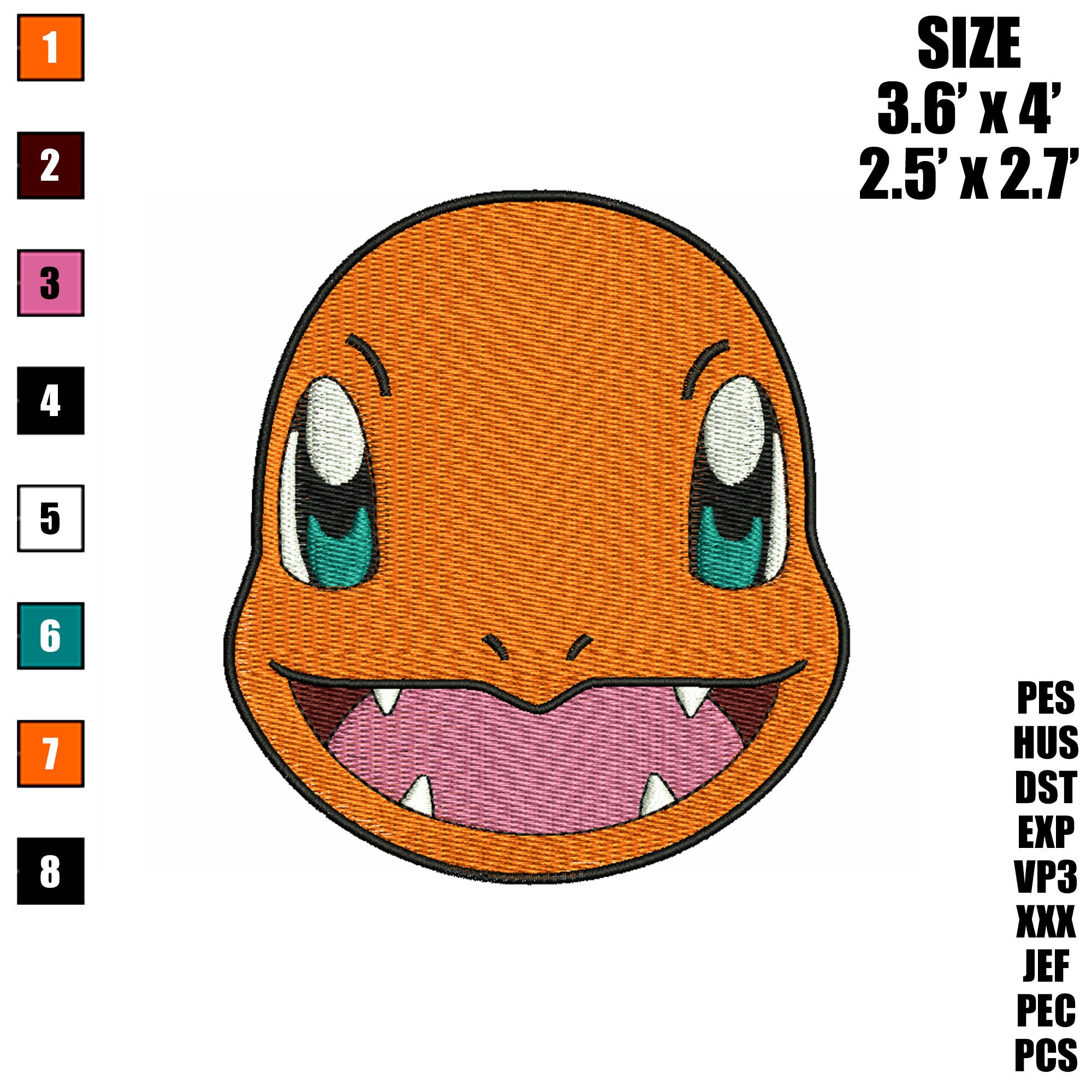 Machine Embroidery File Pikachu, Charmander, Bulbasaur, Squirtle ...