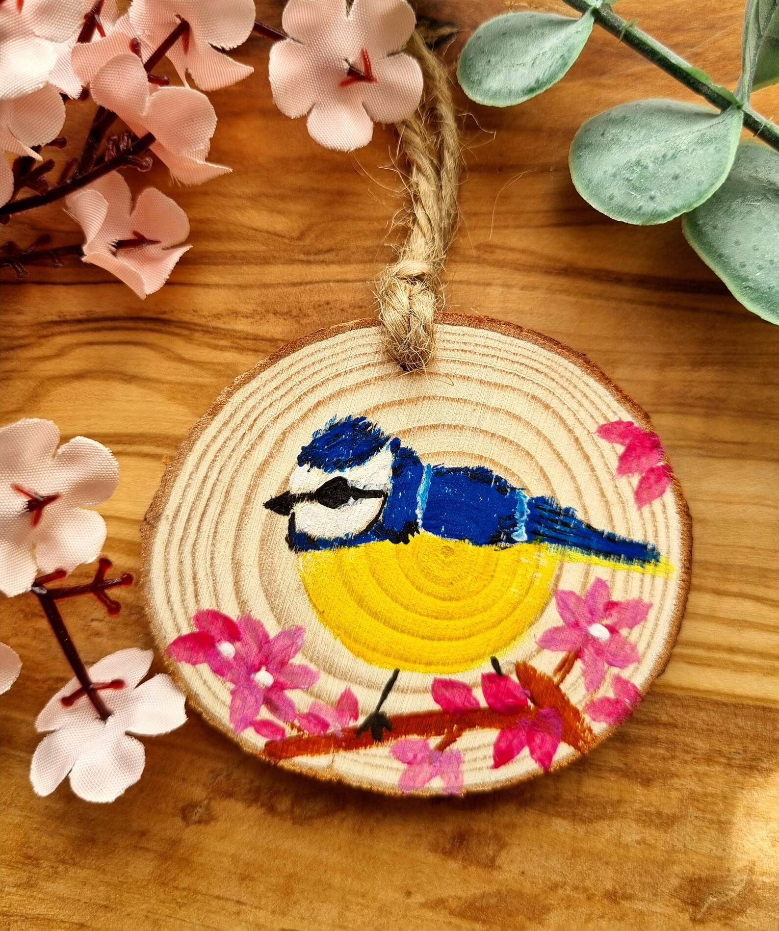 Hand Painted Hanging Log Slice, Room Decor, Natural Decoration, Gift ...