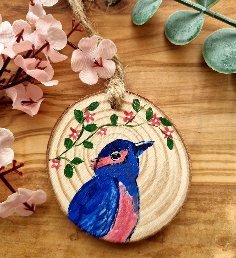 Hand Painted Hanging Log Slice, Room Decor, Natural Decoration, Gift ...