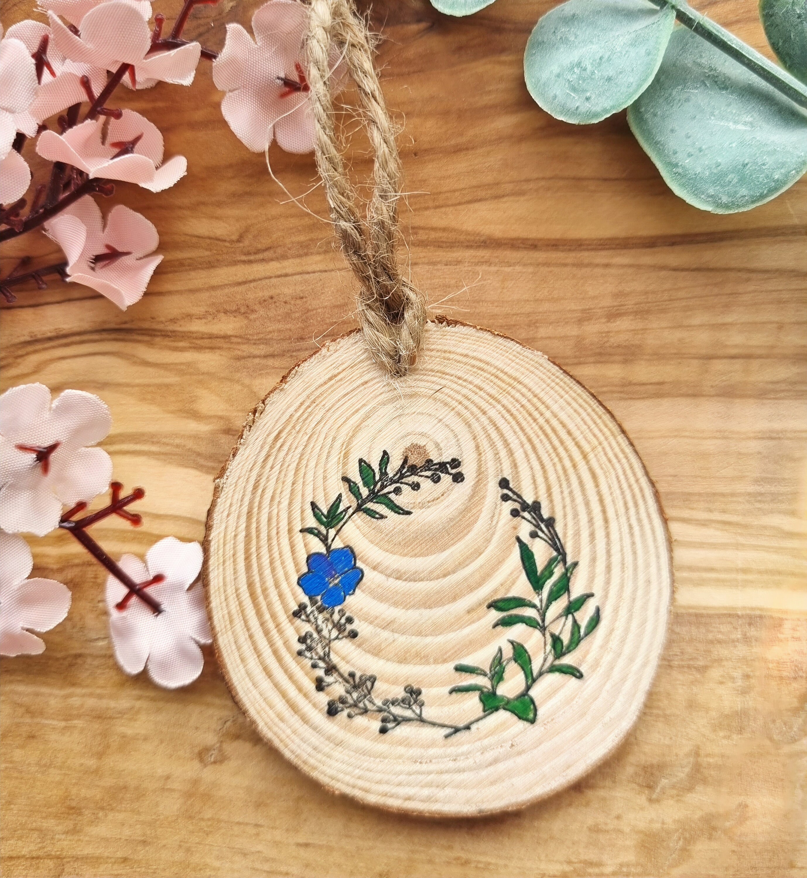 Hand Painted Hanging Log Slice, Room Decor, Natural Decoration, Gift ...