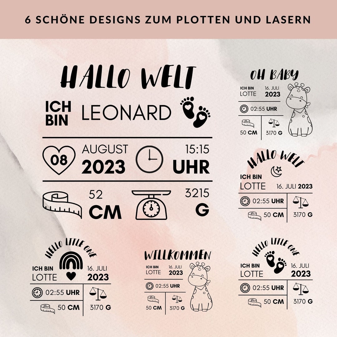 Baby Birth Data Plotter File SVG Bundle, Plotter File for Birth ...