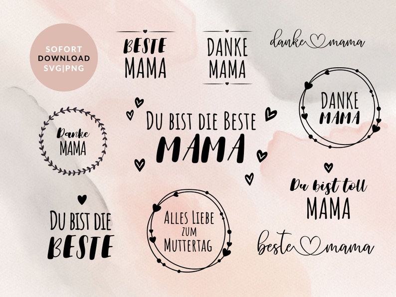 Mama Plotterdatei SVG Bundle, Plotterdatei Muttertag, Plotterdatei Geburstag , Die Beste Mama ...
