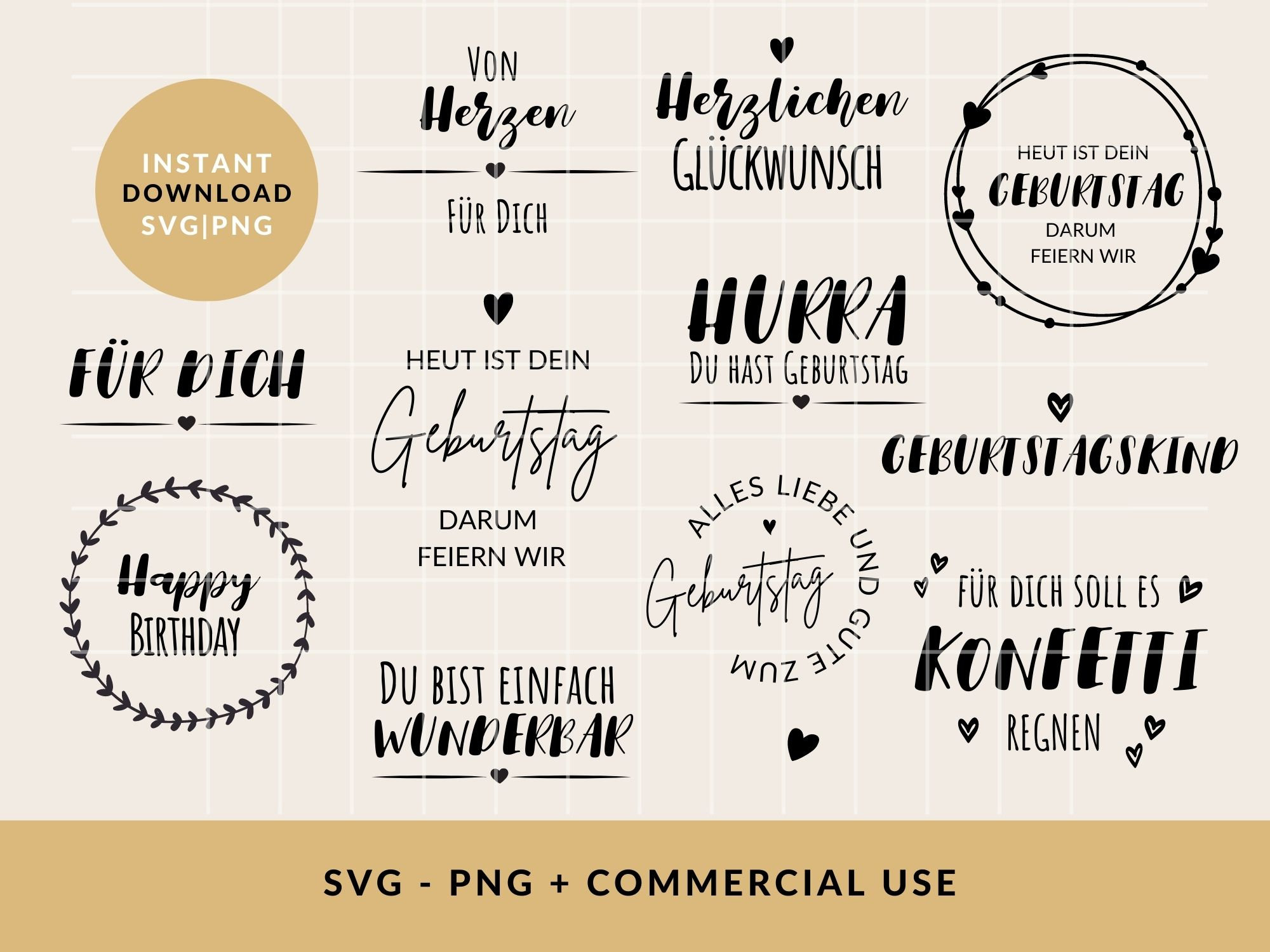 Geburtstags Plotter Datei SVG PNG | Happy Birthday | Konfetti | Herz Plotterdatei ...
