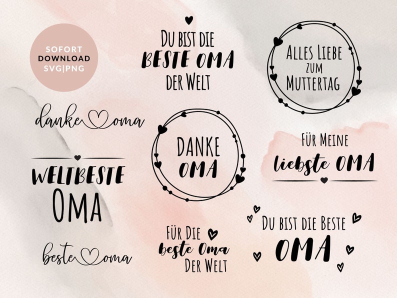 Beste Oma Plotterdatei SVG Bundle, Plotterdatei Oma, Plotterdatei Geburstag , Die beste Oma der ...