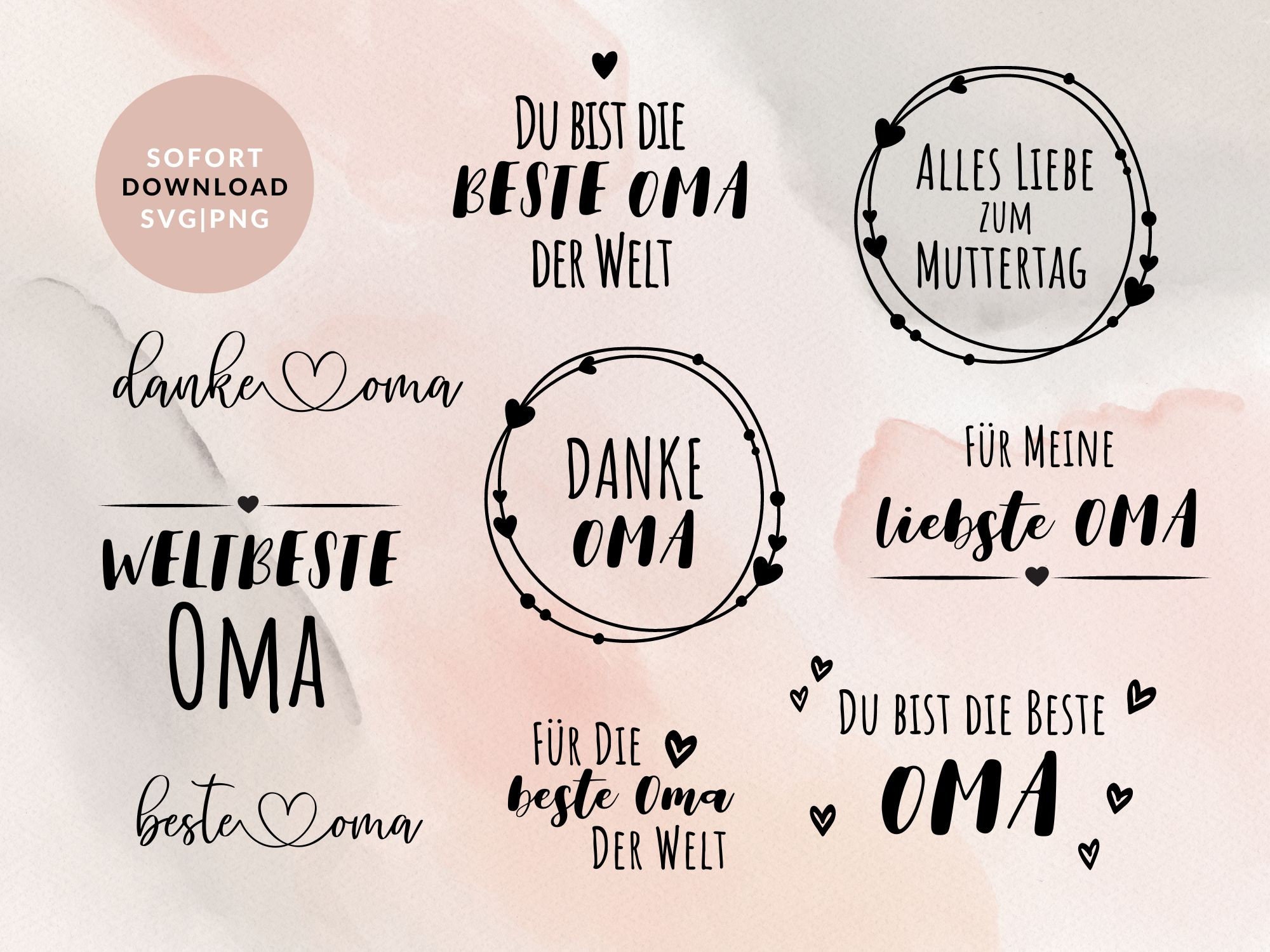 Beste Oma Plotterdatei SVG Bundle, Plotterdatei Oma, Plotterdatei ...