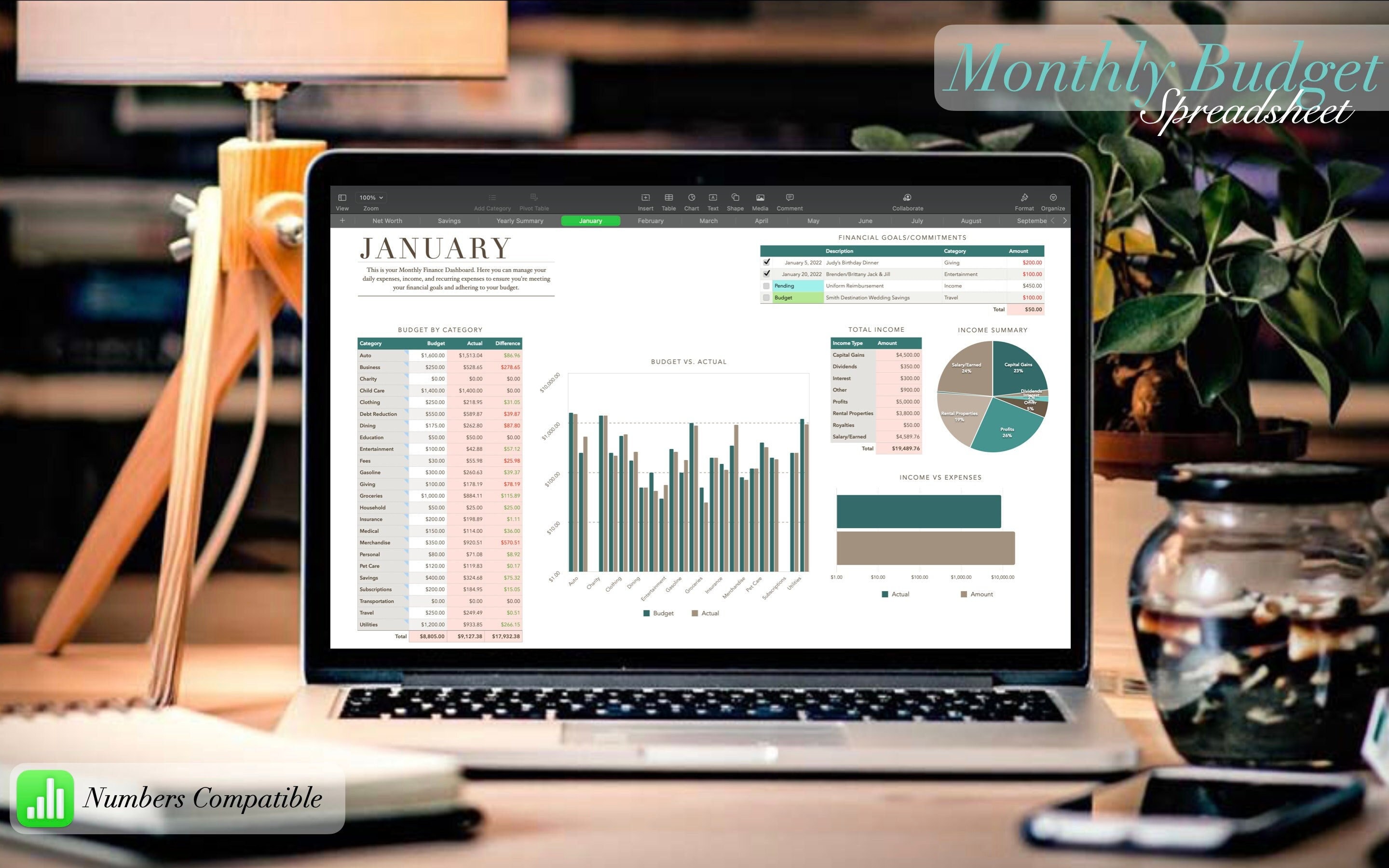 Monthly Budget Spreadsheet | Numbers - Etsy