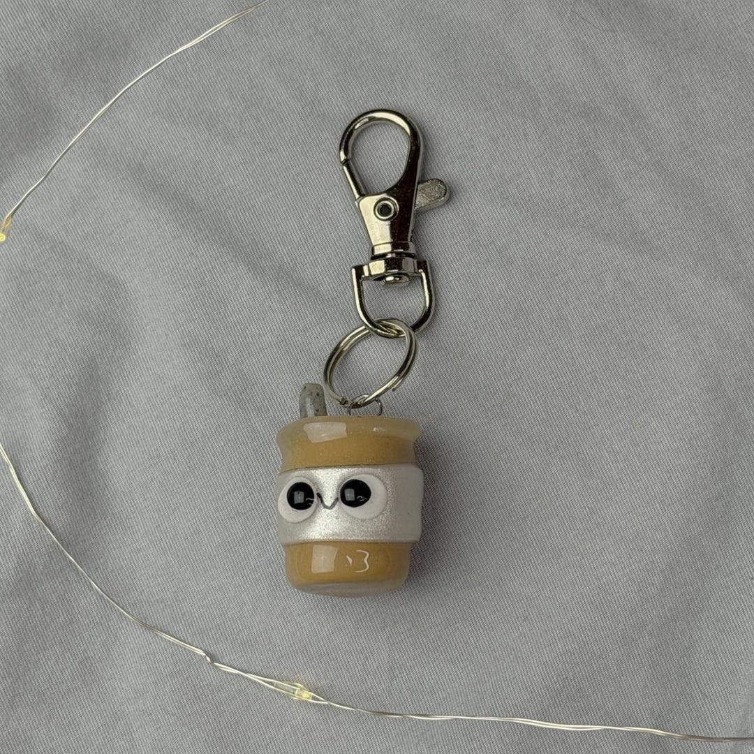 Hand-sculpted Polymer Clay Kawaii Latte Coffee Cup #1 Keychain ...