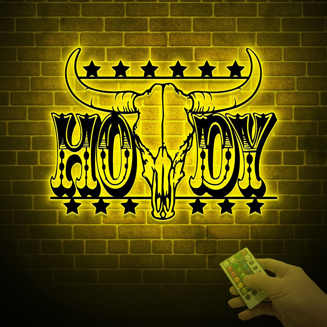 Cow Skull Metal Wall Art With Led Lights Cow Skull Sign Boho - Etsy