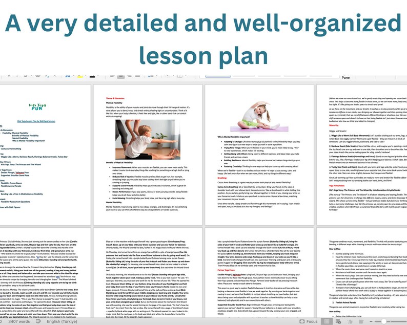 Kids Yoga Lesson Plan - Flexibility - Etsy