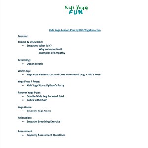 Kids Yoga Lesson Plan - Empathy - Etsy