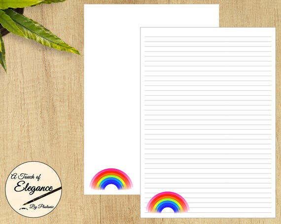 Rainbow Writing Paper Design Printable Paper Writing Sheets A4 - Etsy UK