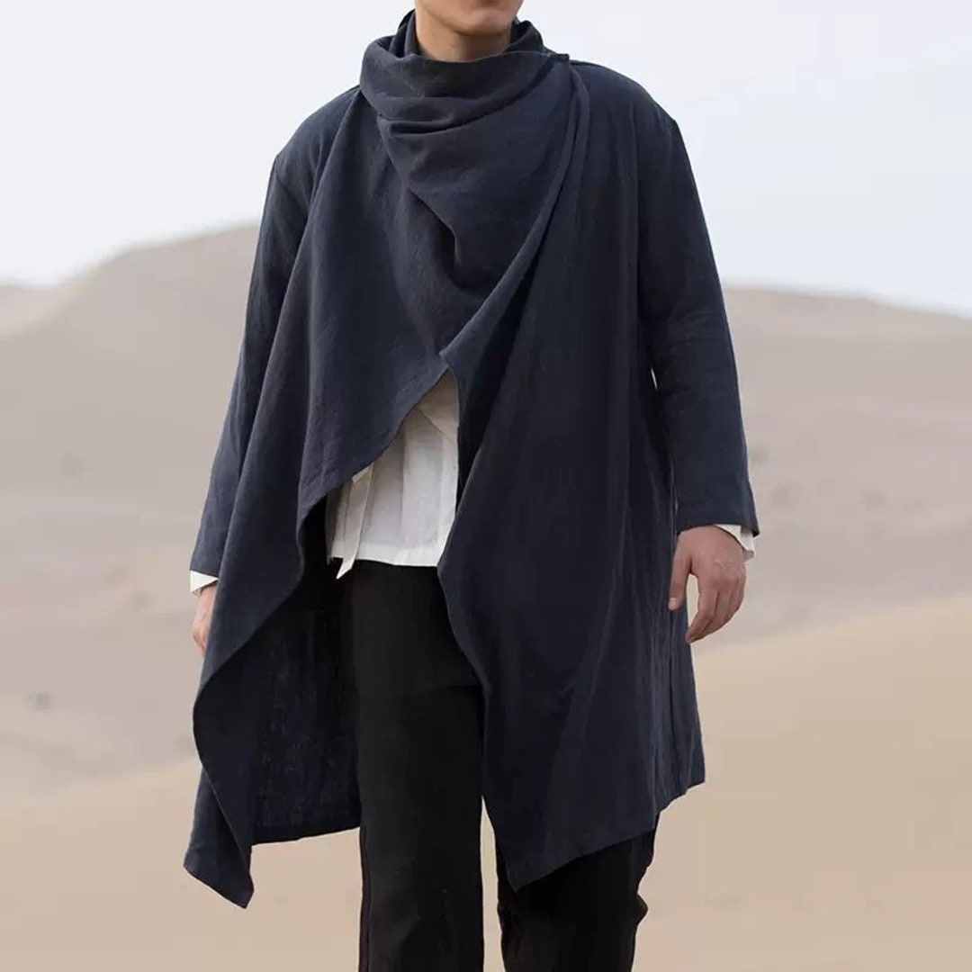 Vintage Men's Cotton Linen Jacket, Men's Long Sleeve Linen Jacket ...
