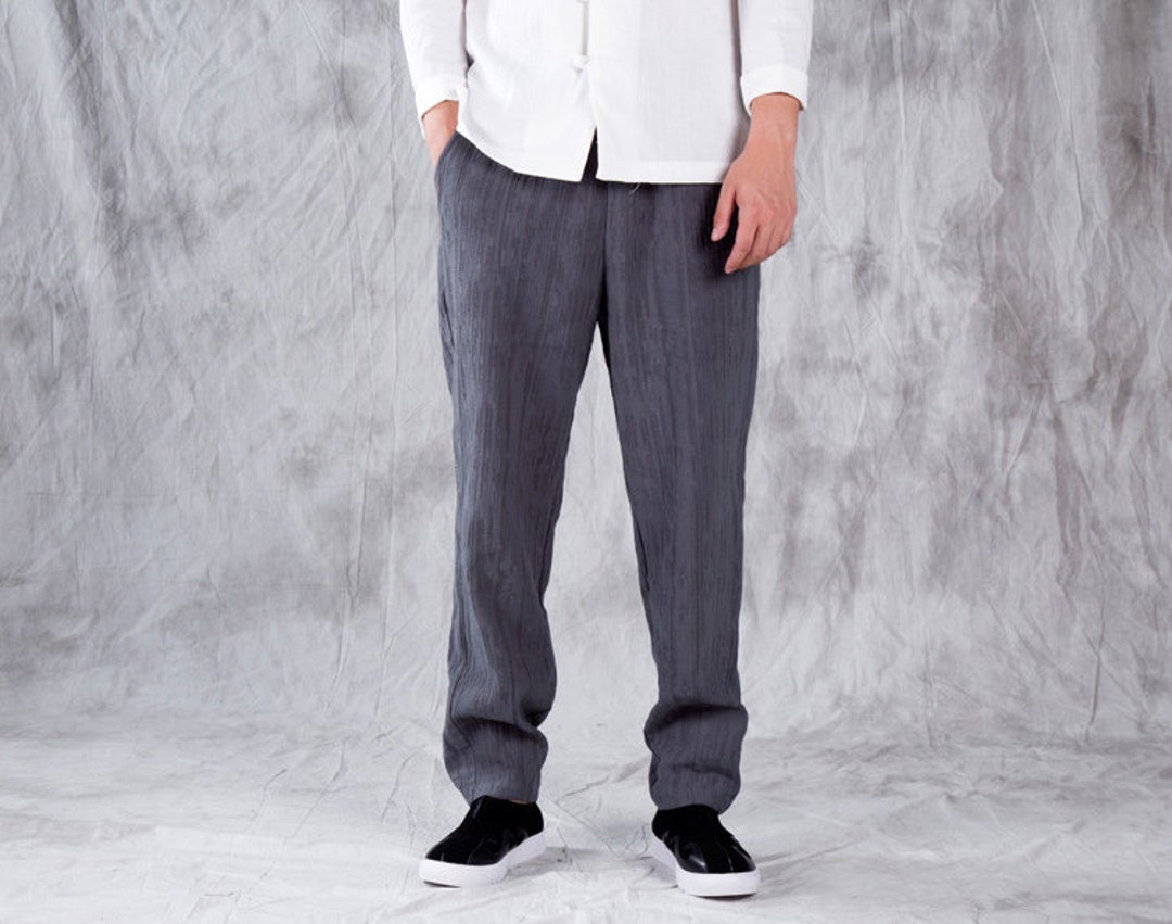 Men's Cotton Linen Pants, Summer Cotton Linen Straight Casual Pants ...