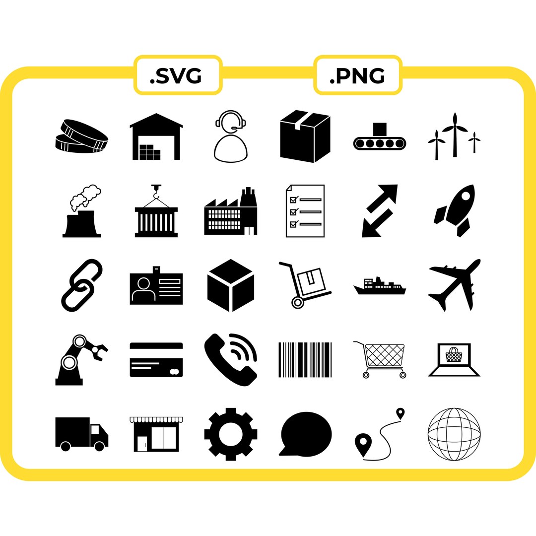 Vectorial Supply Chain Icons Pack .svg Production Process - Etsy
