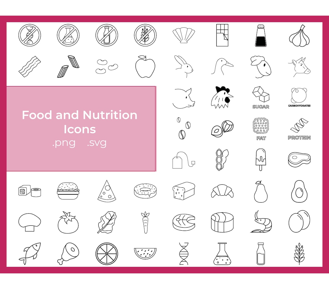 Vectorial Nutrition Icons Diet and Food Allergies in Restaurant Icons ...