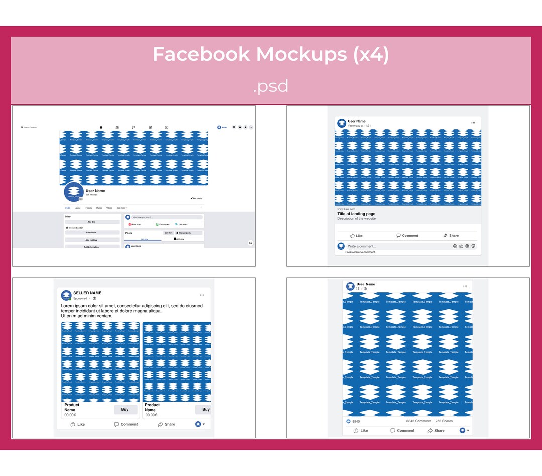 Facebook Editable Mockups (x4) (photoshop .psd). Facebook Mockup in ...