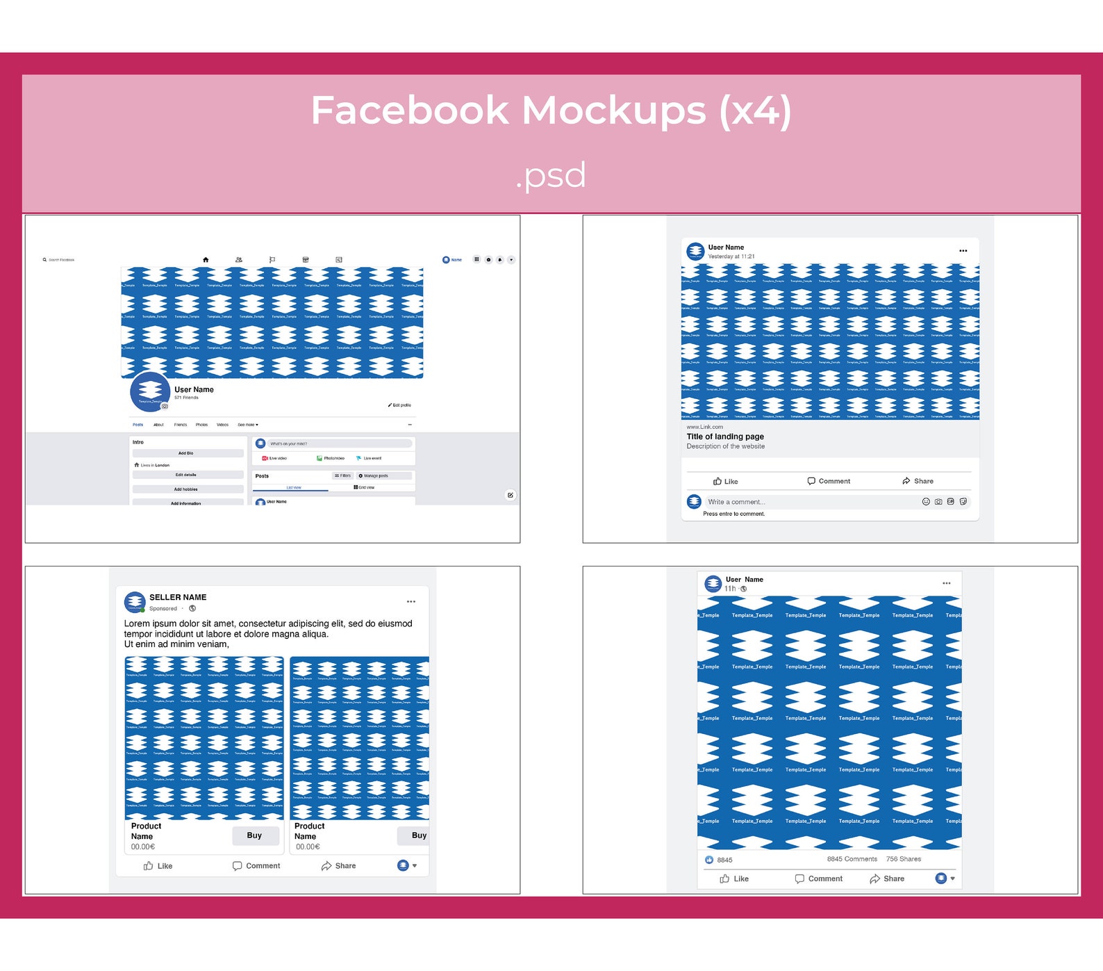 Facebook Editable Mockups (x4) (photoshop .psd). Facebook Mockup in ...