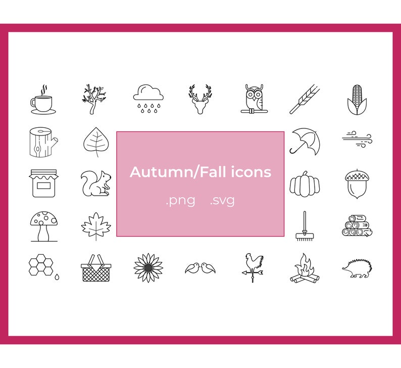 Fall Autumn Icon Pack in Vectorial Format (svg and Png) Editable Icons ...