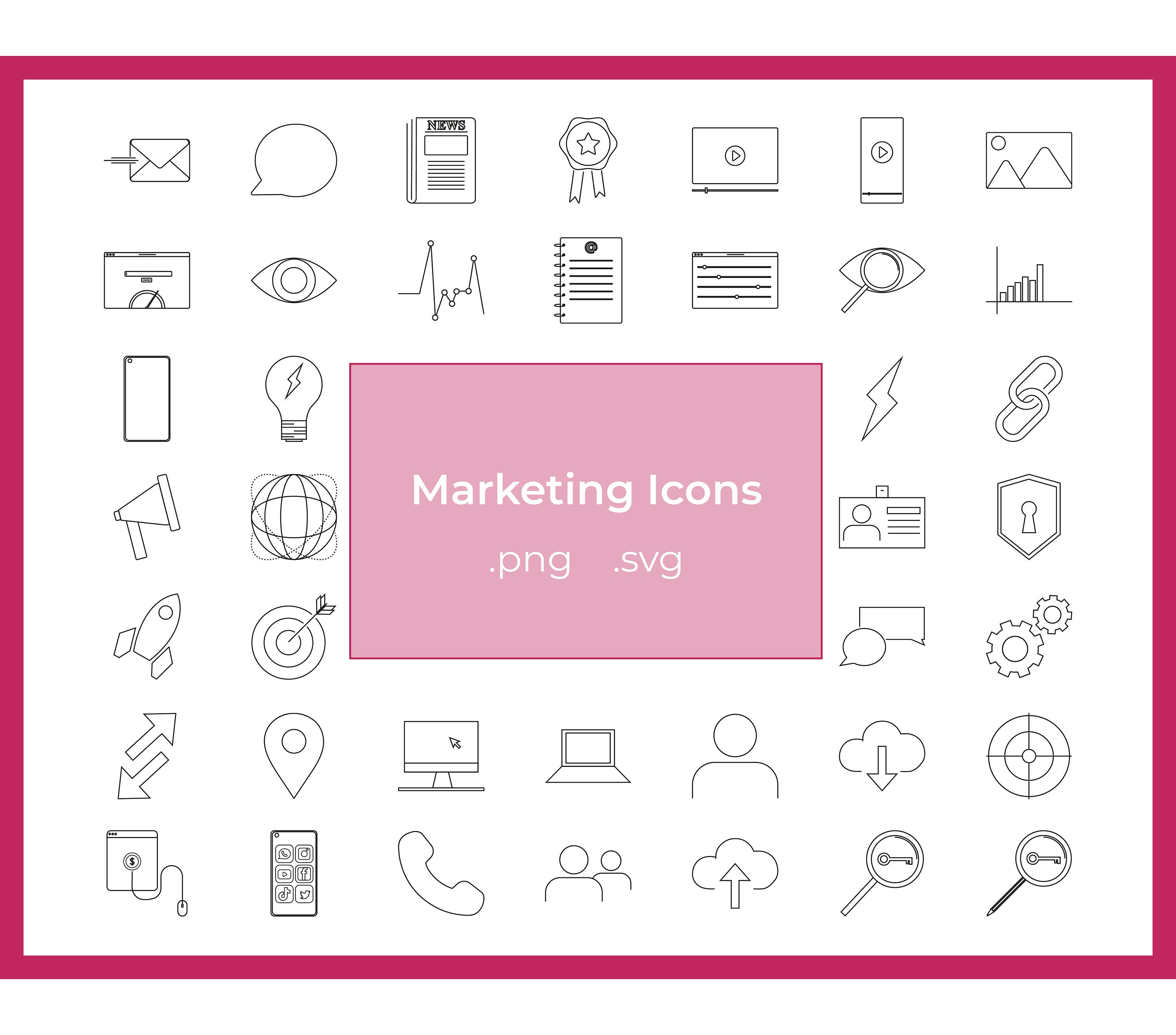 Vectorial Marketing Icons Communication and Media Pack of Icons (.svg ...