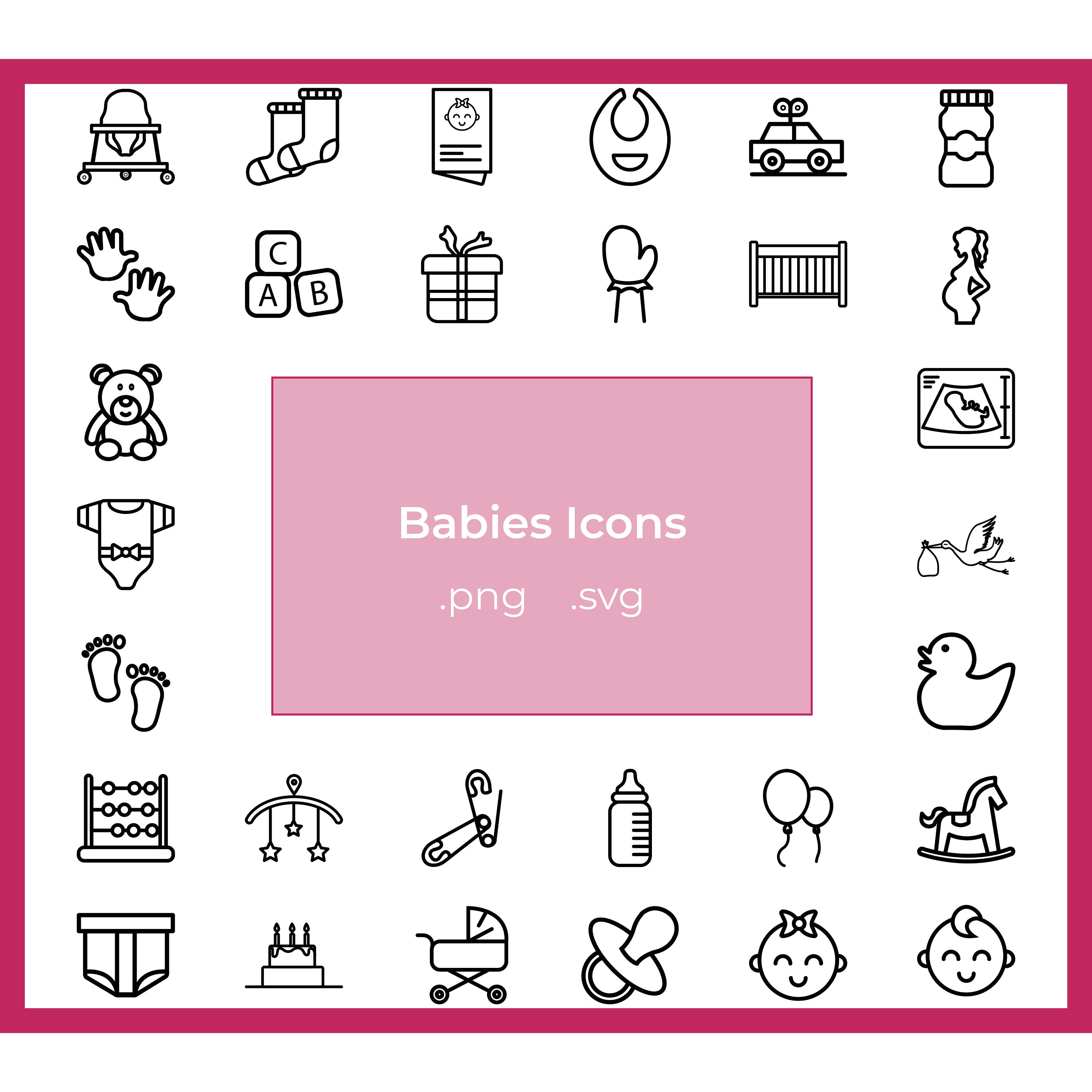 Baby Shower Icons in Vectorial Format (svg and Png) Pregnancy and ...