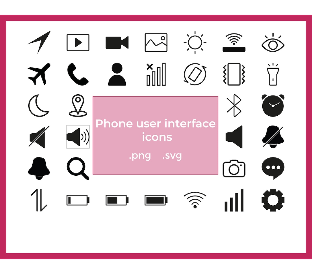 Mobile Phone User Interface Icons Editable Vector (.svg) Cell Phone ...