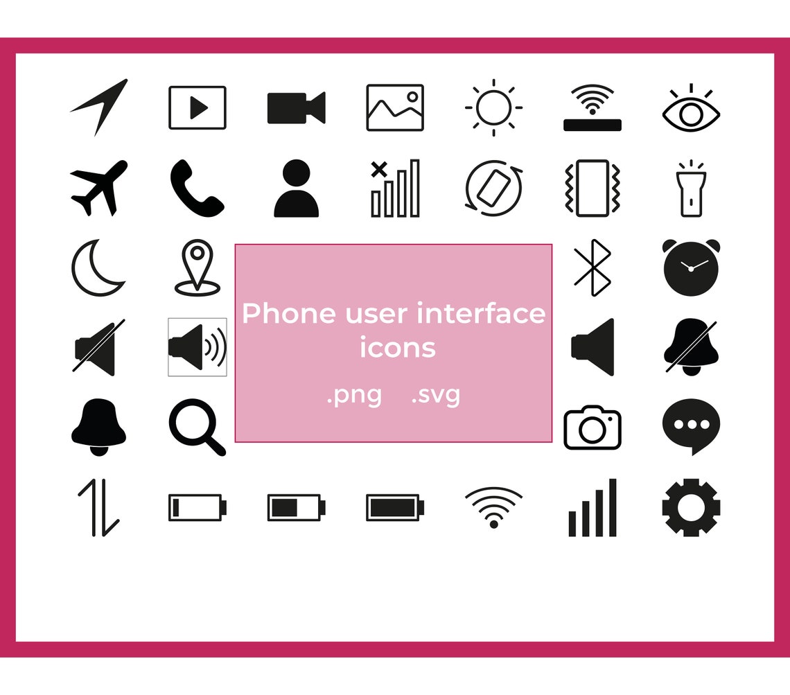 Mobile Phone UI Icons: 33 Vector Cellphone Interface Icons (SVG & PNG ...