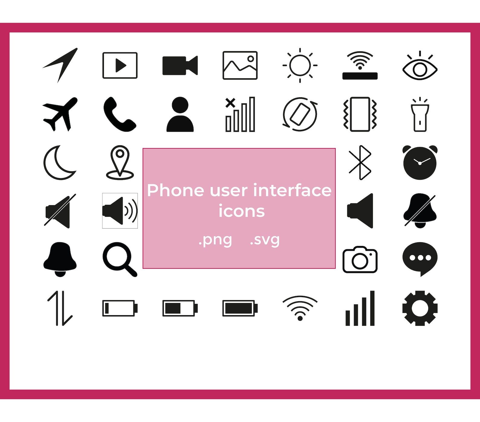 Mobile Phone UI Icons: 33 Vector Cellphone Interface Icons (SVG & PNG ...